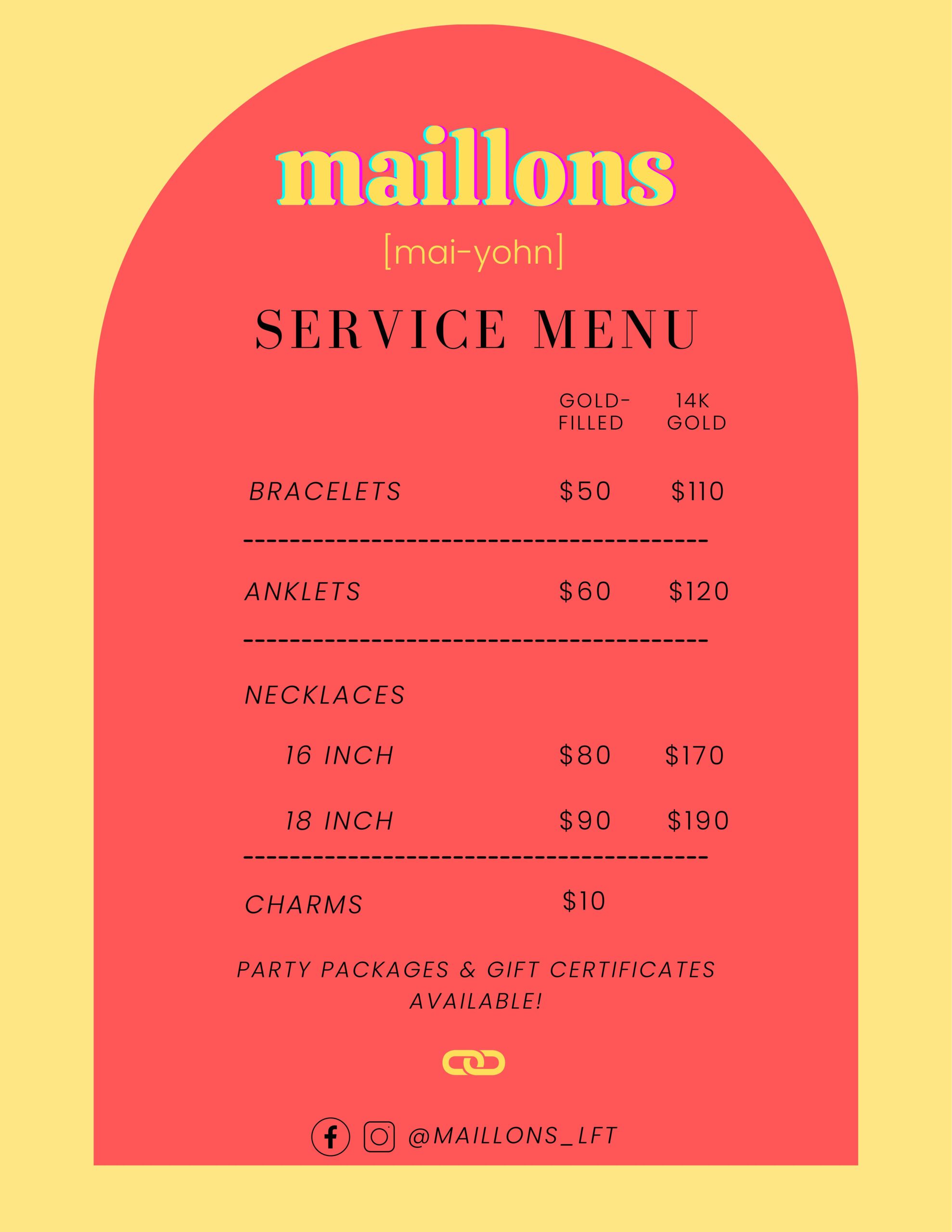 Pricing - Maillons